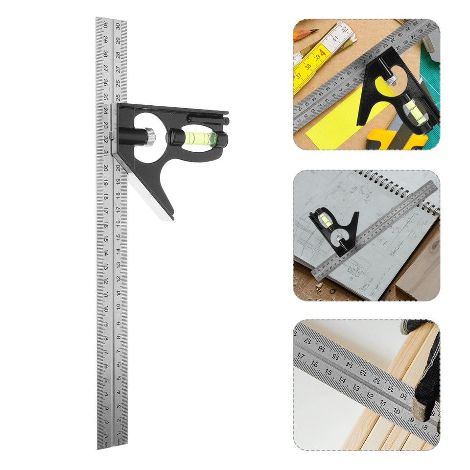 Measuring Tools Aluminum Alloy Angle Ruler Multifunctional Combination ...