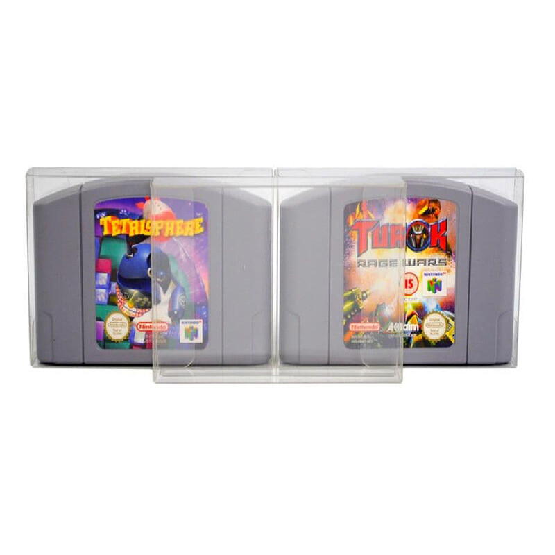 25PC N64 CARTRIDGE PROTECTORS Side Opening Clear Box Sleeves Case ...