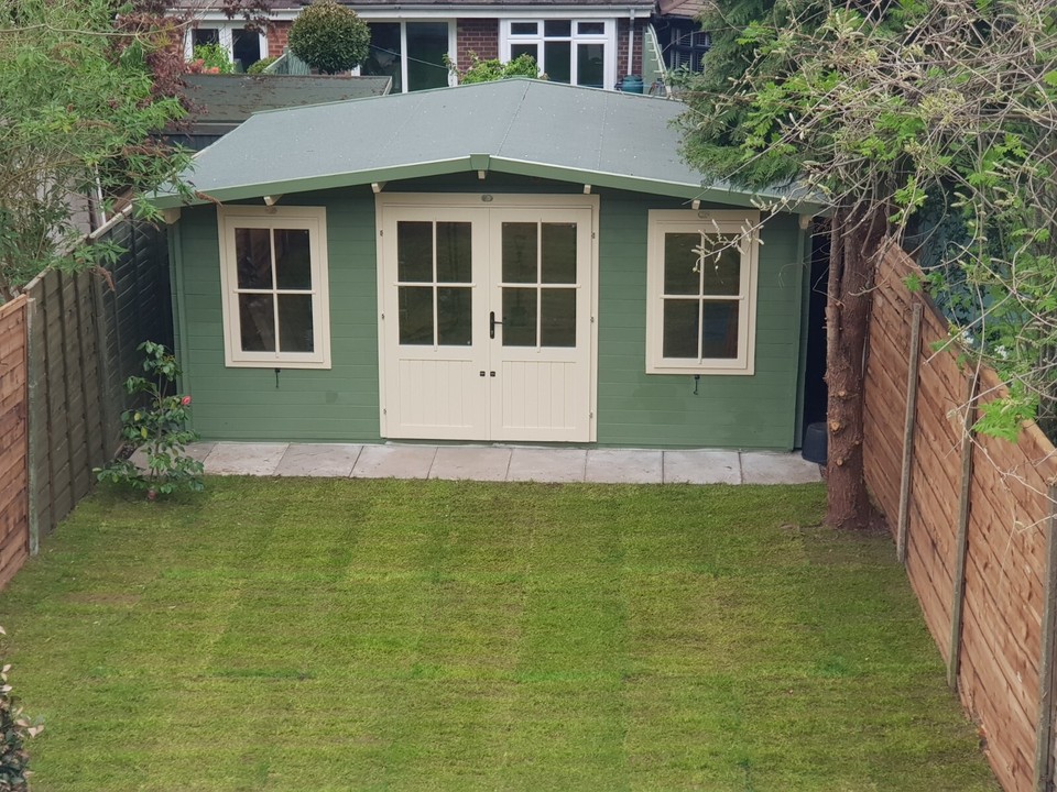 Garden Log Cabin Man Cave Home Office Shed Summer House Kit Severn 5m x ...