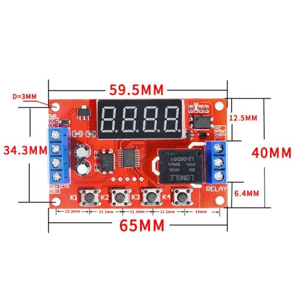 2pc DC12V 10A Adjustable Time Delay Relay Modules LED Digital Timer ...