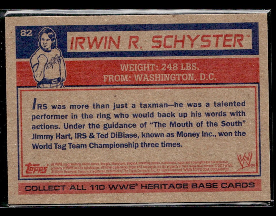 Irwin R. Schyster 2012 Topps Heritage WWE #82 N/A | eBay