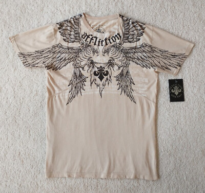 Affliction T-Shirt "BIRDS OF PREY" NWT XL 2XL Wings Skeleton Sand | eBay