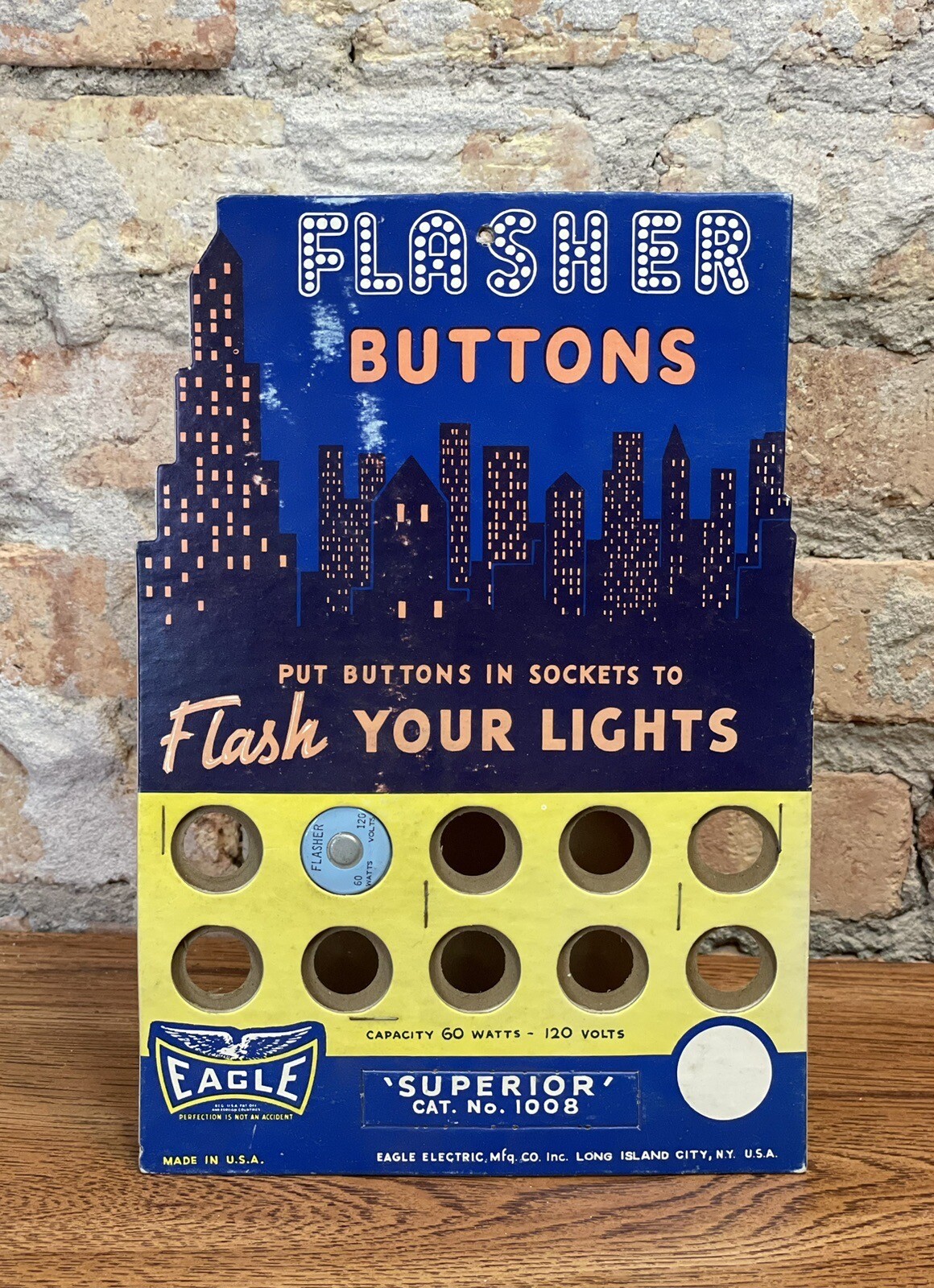 Vintage Eagle Superior Flasher Buttons Advertising Store Display w/ 1 ...