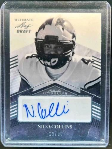 2021 Leaf Draft Nico Collins Rookie Autograph Clean Sharp Corners ...
