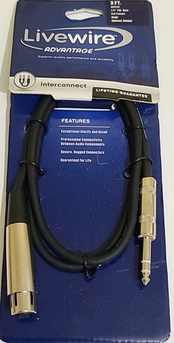 Livewire Advantage Interconnect Cable 1/4" TRS Male to XLR Female 3 ft. Black 656238036528| eBay