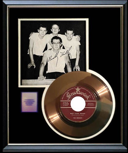 BUDDY HOLLY CRICKETS NOT FADE AWAY GOLD RECORD RARE AUTOGRAPHED PRINT ...