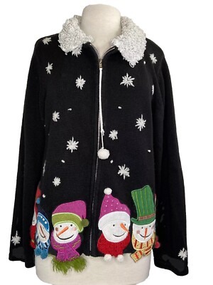 Vintage Christmas Sweater All Points by Reference Point Black White ...
