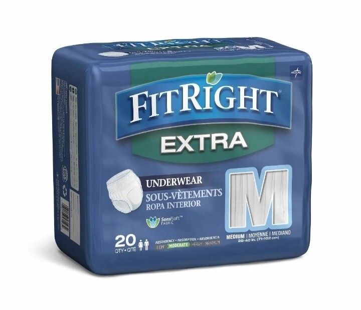 FitRight Extra Underwear Adult Diapers 80Ct Size M 28"-40" Waist Size ...
