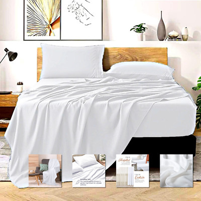 Best Ever FLAT SHEET BED SHEETS Soft Hotel Quality Single Double King ...
