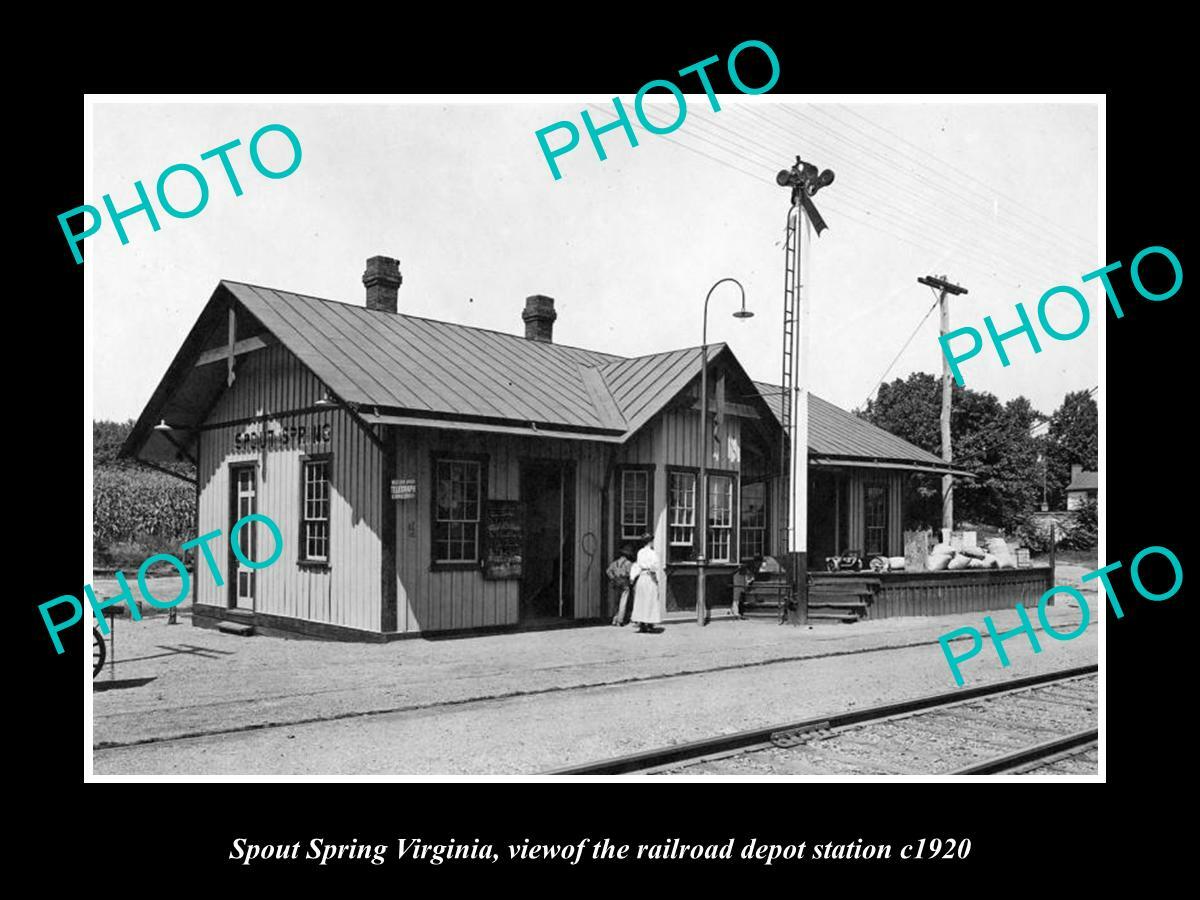 OLD POSTCARD SIZE PHOTO OF SPOUT SPRING VIRGINIA RAILROAD DEPOT STATION ...