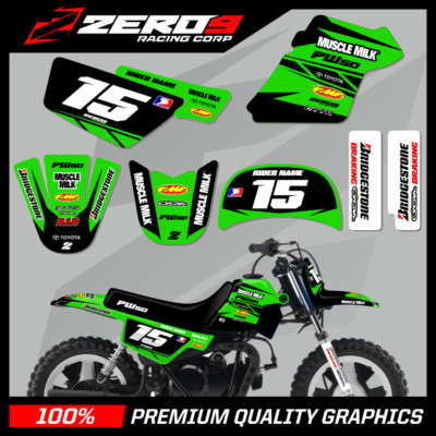 YAMAHA PW 50 GRAPHICS KIT PEEWEE GRAPHICS MINI BIKE GRAPHICS M/MILK BLK ...