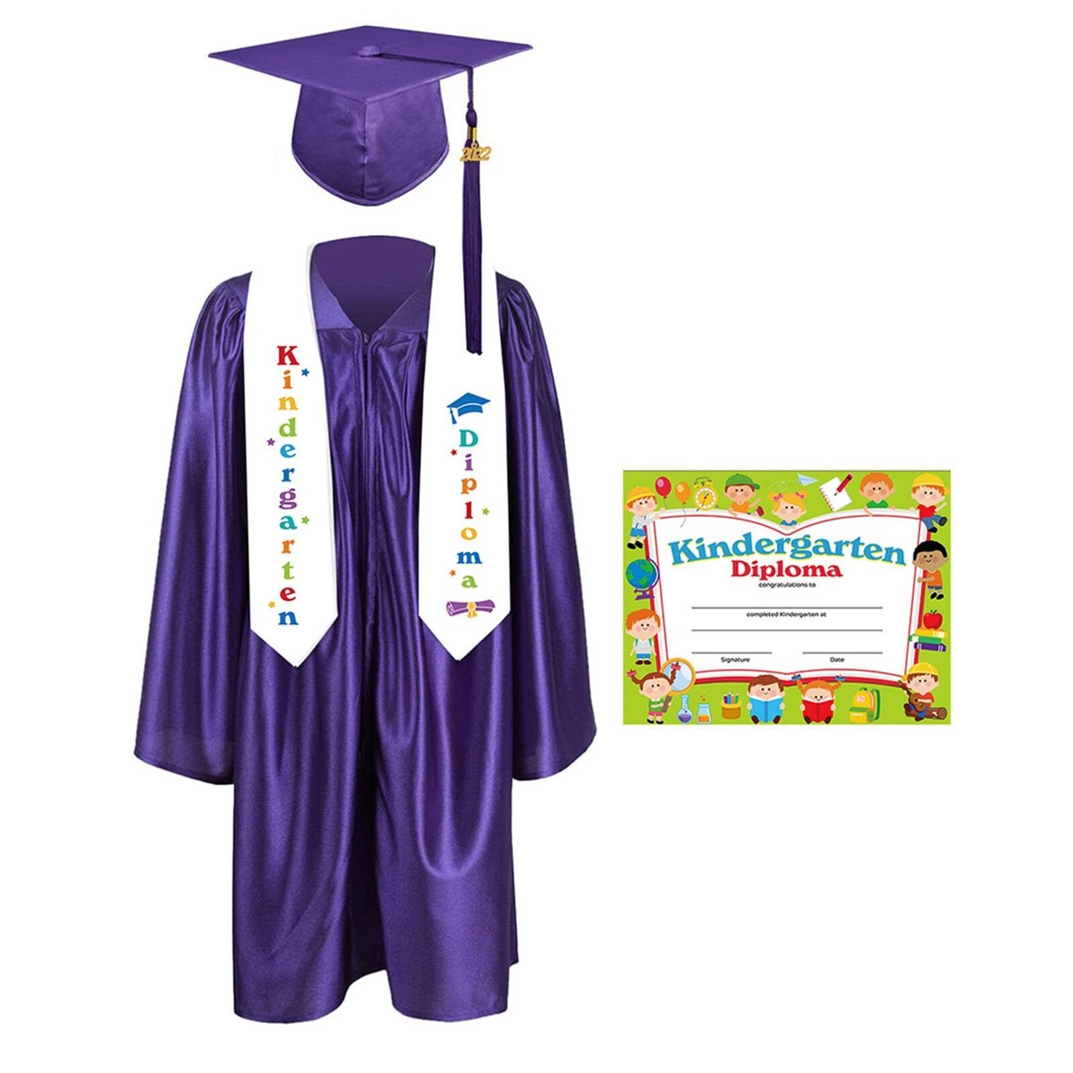 Preschool Graduation Tassels Shiny Kids Graduation Gown, Cap & Tassel