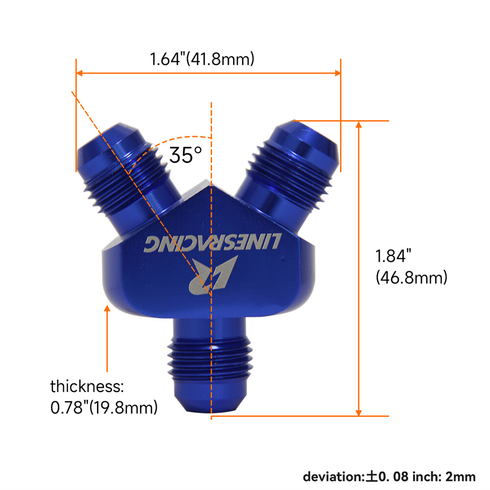 6AN to 6AN Male 9/16-18UNF Male Thread Aluminum Y Block Fitting Adapter ...