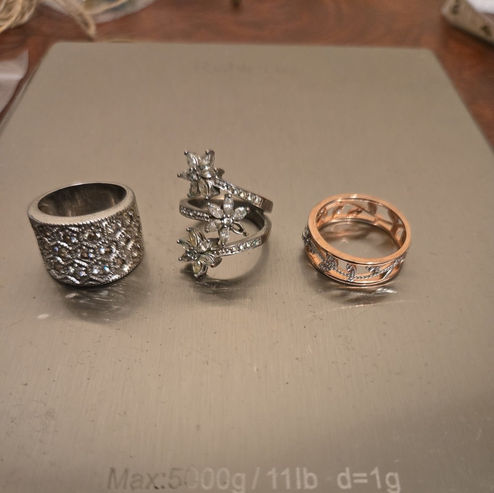 Lot Of 3 Vintage 925 Sterling Silver Rings, including 1 rose gold 925 ...