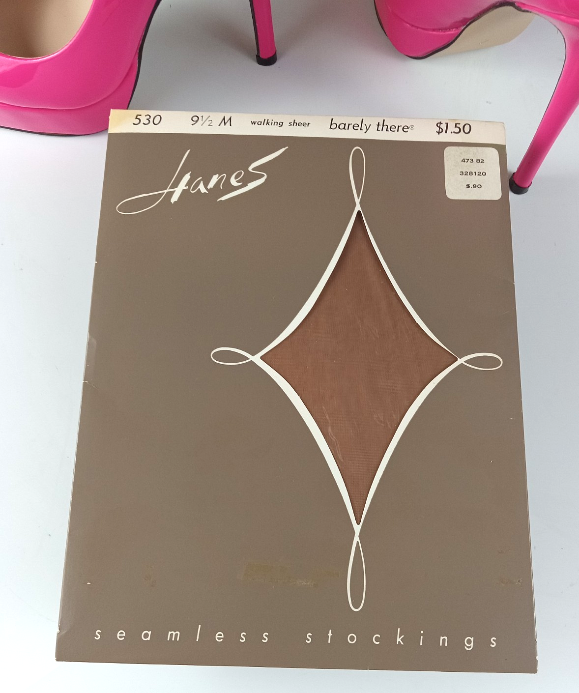 SZ 9.5 HANES VTG FLAT KNIT NYLON GARTER STOCKING 1 PR SEXY LEG LINGERIE ...