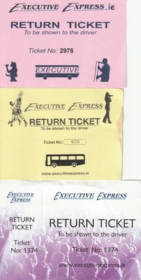 Card tickets. Executive Express, ie. Ireland. Return Ticket. 3 tickets ...
