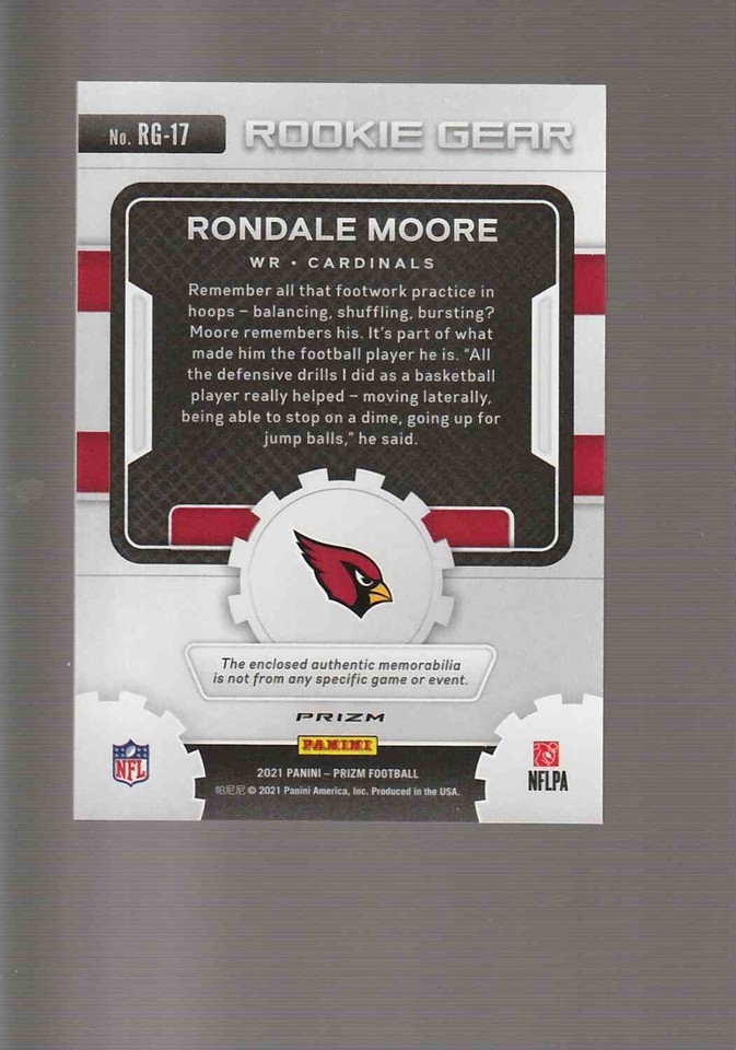 2021 Prizm Rondale Moore RC Rookie Gear Jersey Relic Pink Prizm #RG-17 ...