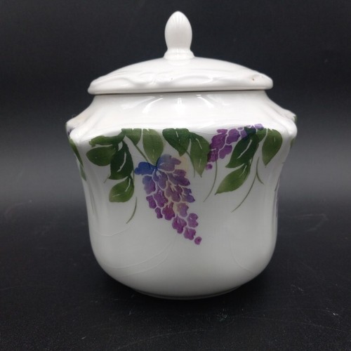 Farval Hand Painted Made in Portugal Lidded Cannister Wisteria Vines 6 ...