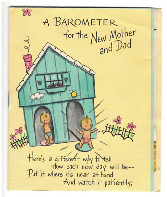 Vintage 50s Baby Announcement Greeting Card Used Weather Barometer ...