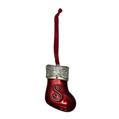 Harvey Lewis Christmas Stocking Tree Ornament “S” Monogram Jeweled ...