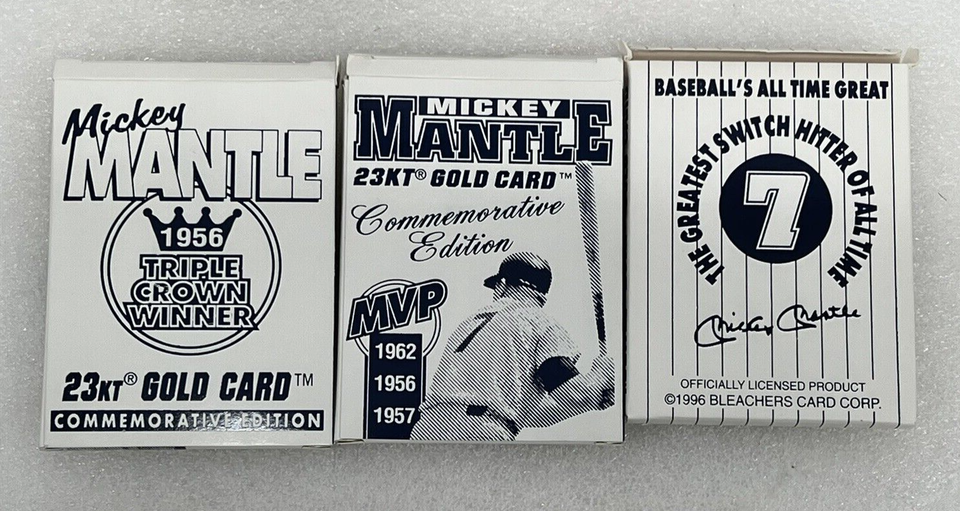 1996 MICKEY MANTLE 23 KT GOLD CARD NY MVP GEM SET MATCHING SERIAL ...