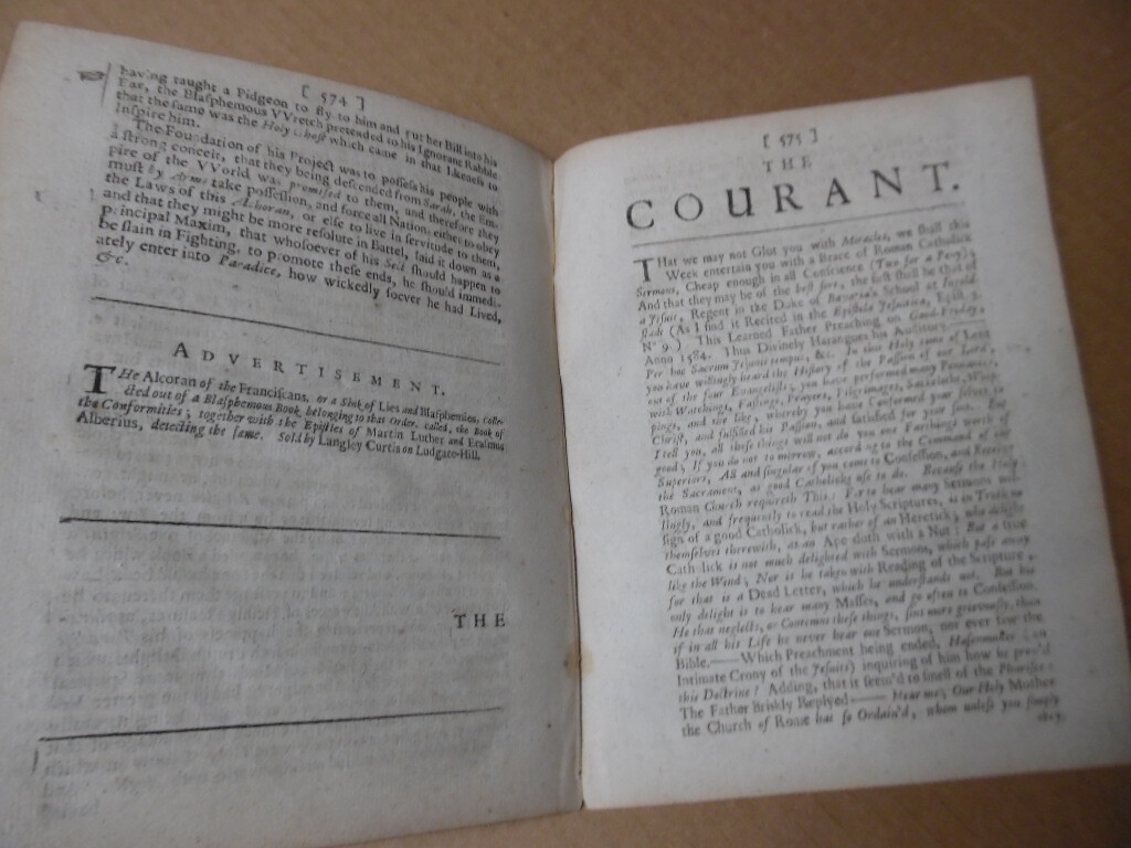 1681 The Weekly Pacquet of Advice from Rome or History of Popery Anti ...