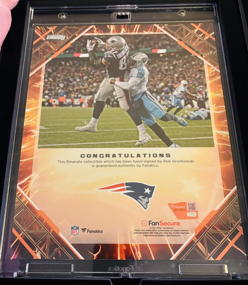 2025 Fanatics Emanate Under Wraps Orange 02/25 Rob Gronkowski Autograph ...