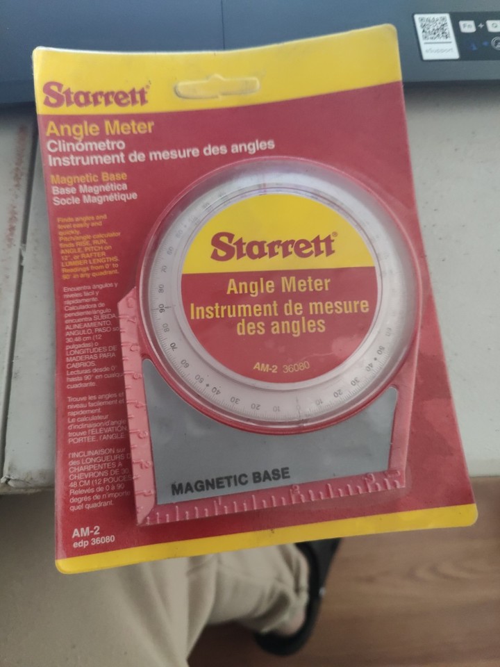 Starrett 36080 Mechanical Inclinometer with Magnetic Base, 90° Max ...