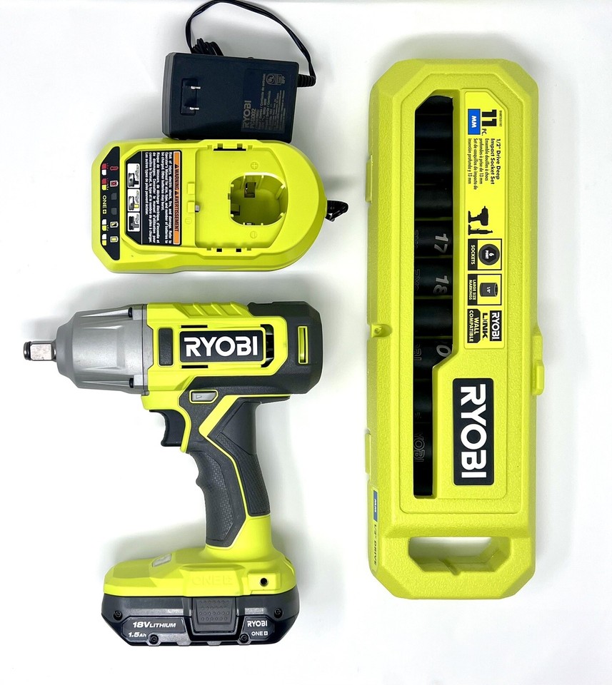 Ryobi 18V 1/2” Impact Wrench Kit PCL265 + Battery & Charger +MM Deep ...
