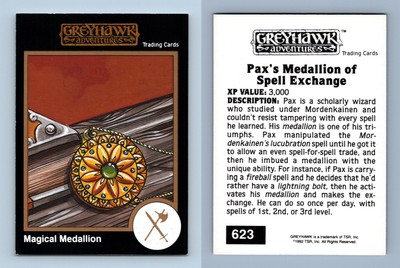 Magical Medallion #623 Advanced Dungeons & Dragons 1992 TSR Trading ...