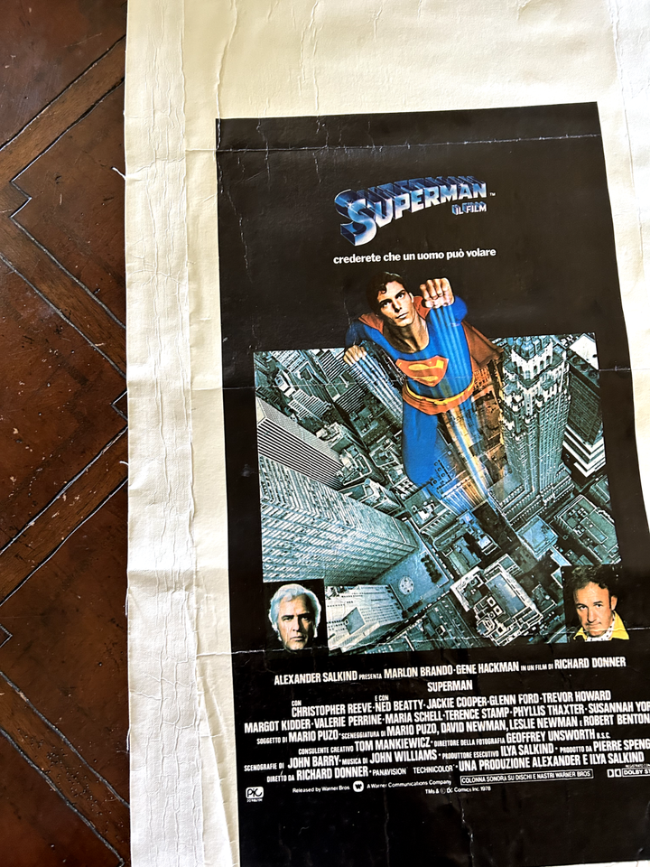 SUPERMAN linen Italian locandina '79 hero Christopher Reeve, Gene ...