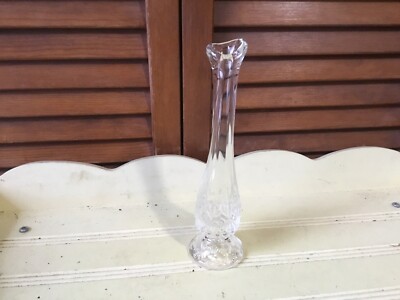 SLUNG GLASS CLEAR BASE MCM FINE CUT DIAMOND STARBURST BASE 7" T FENTON ...