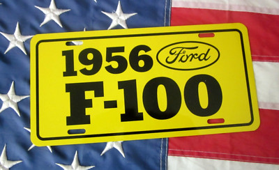 Yellow 1956 Ford F-100 Pickup License plate tag 56 F100 Pick Up Truck ...