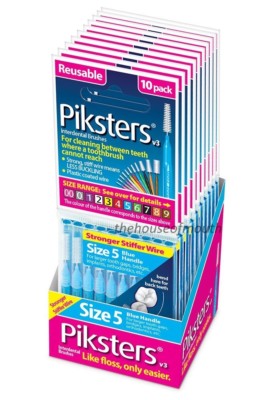 Piksters Size 5 Blue Interdental Brushes 100pk (10 x 10pks) Individual ...