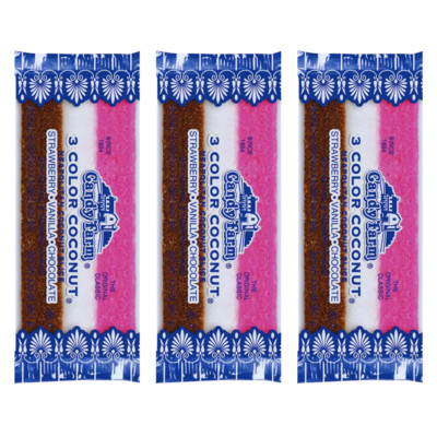 Candy Farm Bars NEAPOLITAN COCONUT SLICES 3 Color Candy "Bacon" 3 Pack ...