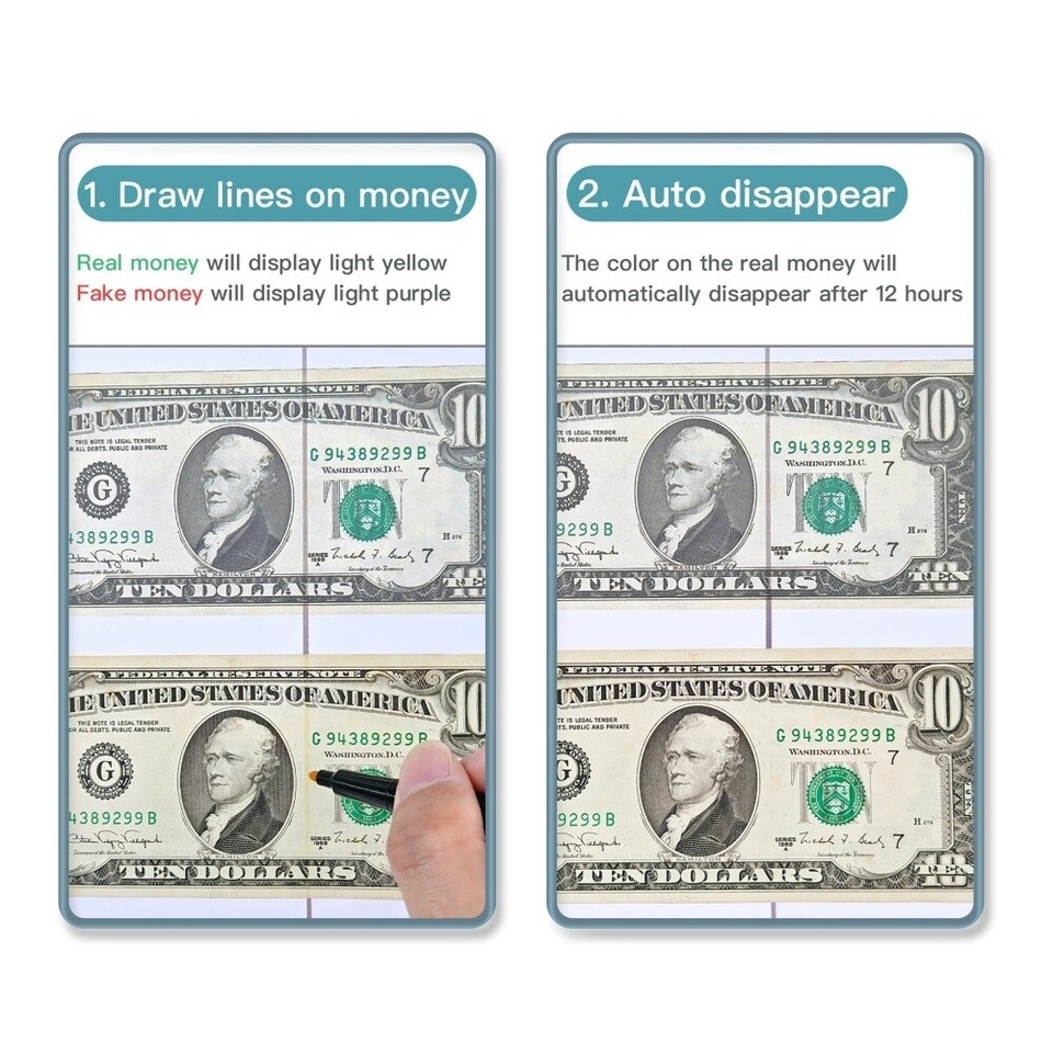 5x Money Marker Counterfeit Bill Fake Detector Pen Ink US Dollar ...