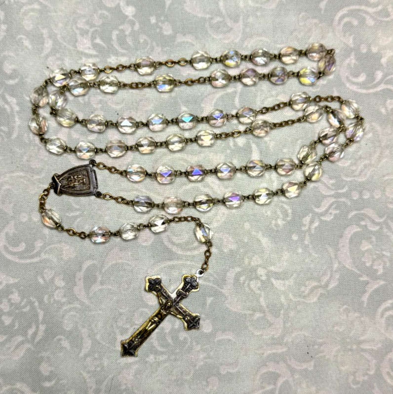 Antique/Vintage Rosary, Aurora Borealis Lead Crystal (A-44) | eBay
