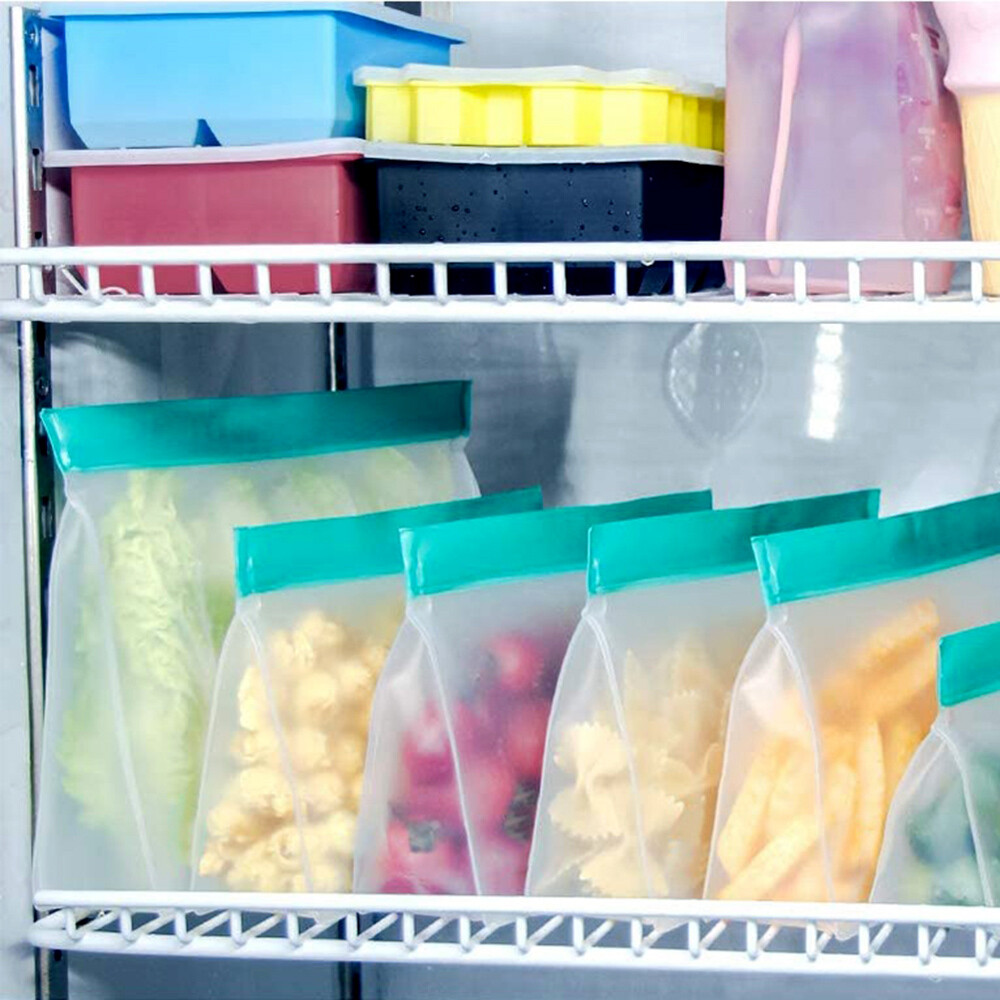 6 pack Reusable Ziplock Leakproof Snack Bags Freezing Bag Vegetable ...