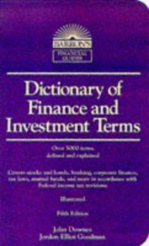Dictionary Of Finance & Investment Terms , John Downes , paperback ...