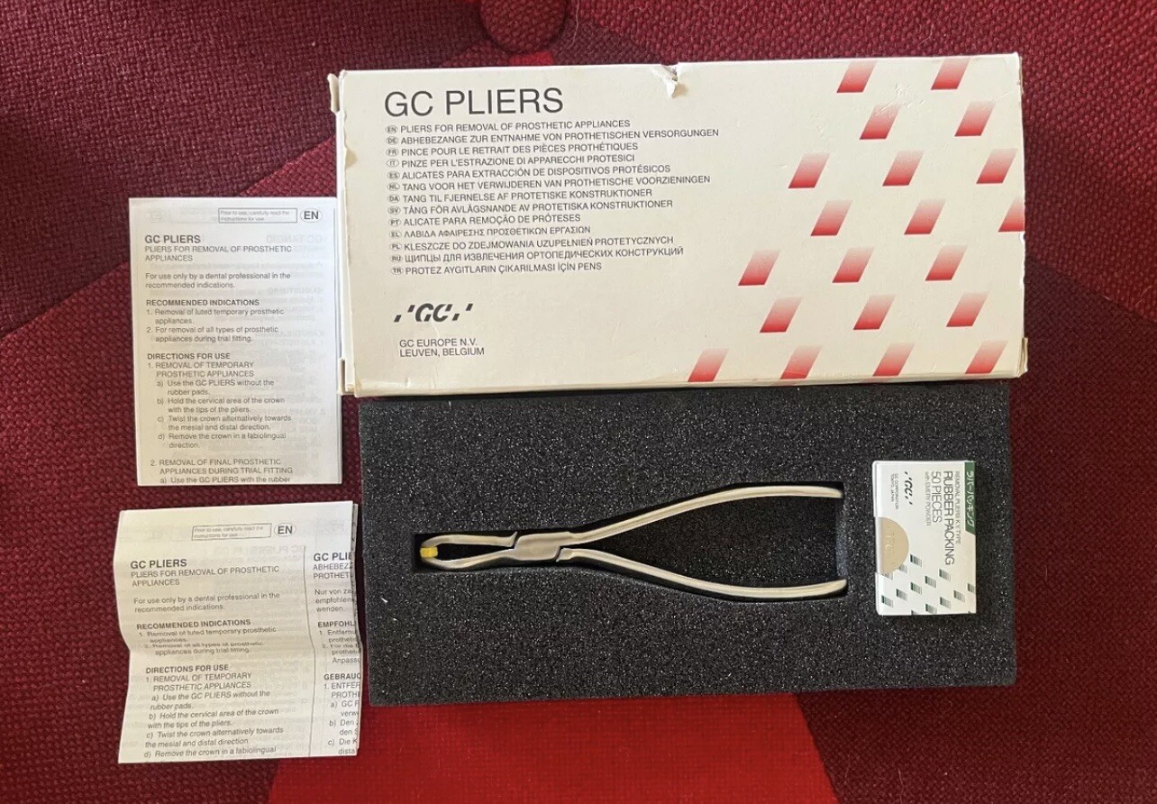 GC Pliers Temporary Crown Removal Instrument Set Rubber Tips Emery KY ...