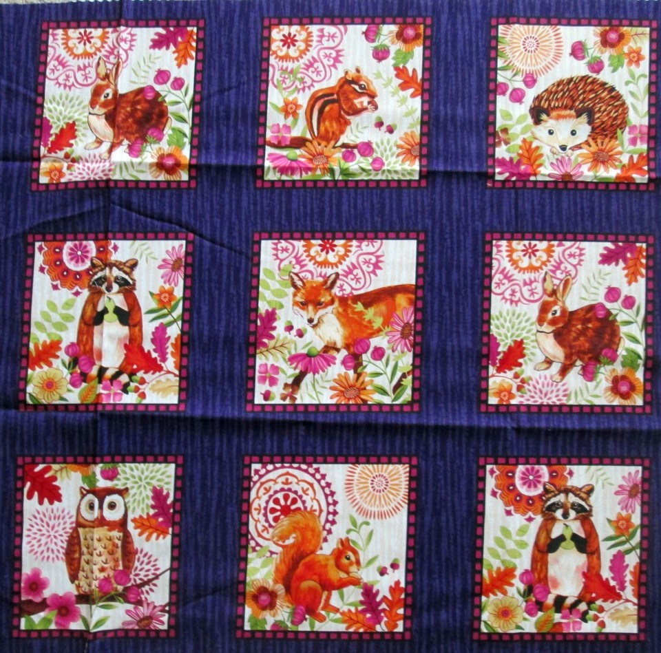 1 Colorful "Enchanted Forest" Cotton Fabric Quilting/Wallhanging Panel ...