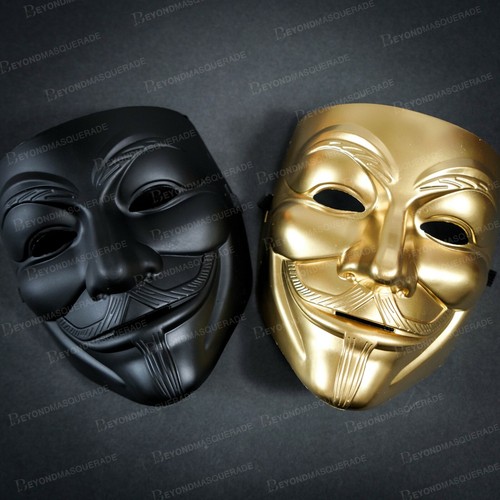 2PC V For Vendetta Anonymous Face Mask Guy Fawkes Halloween Masquerade ...