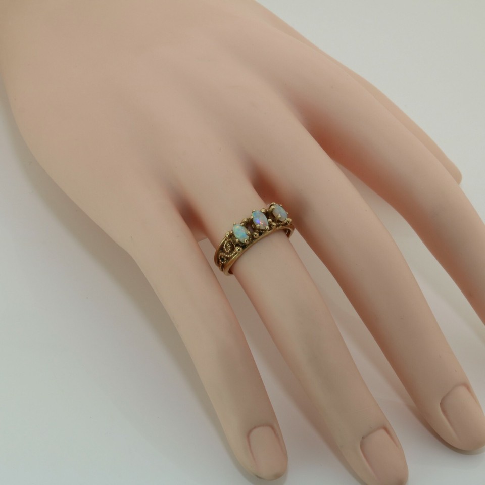14K Yellow Gold and Opal Ring with 3 Oval Opals Size 6 Circa 1950* | eBay