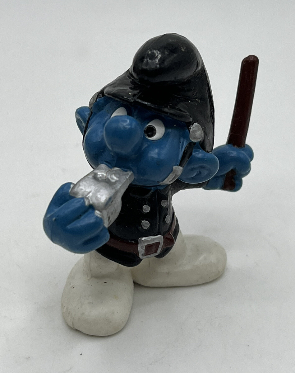 Smurfs Police Officer Cop Policeman Vintage PVC Smurf Whistle & Baton ...