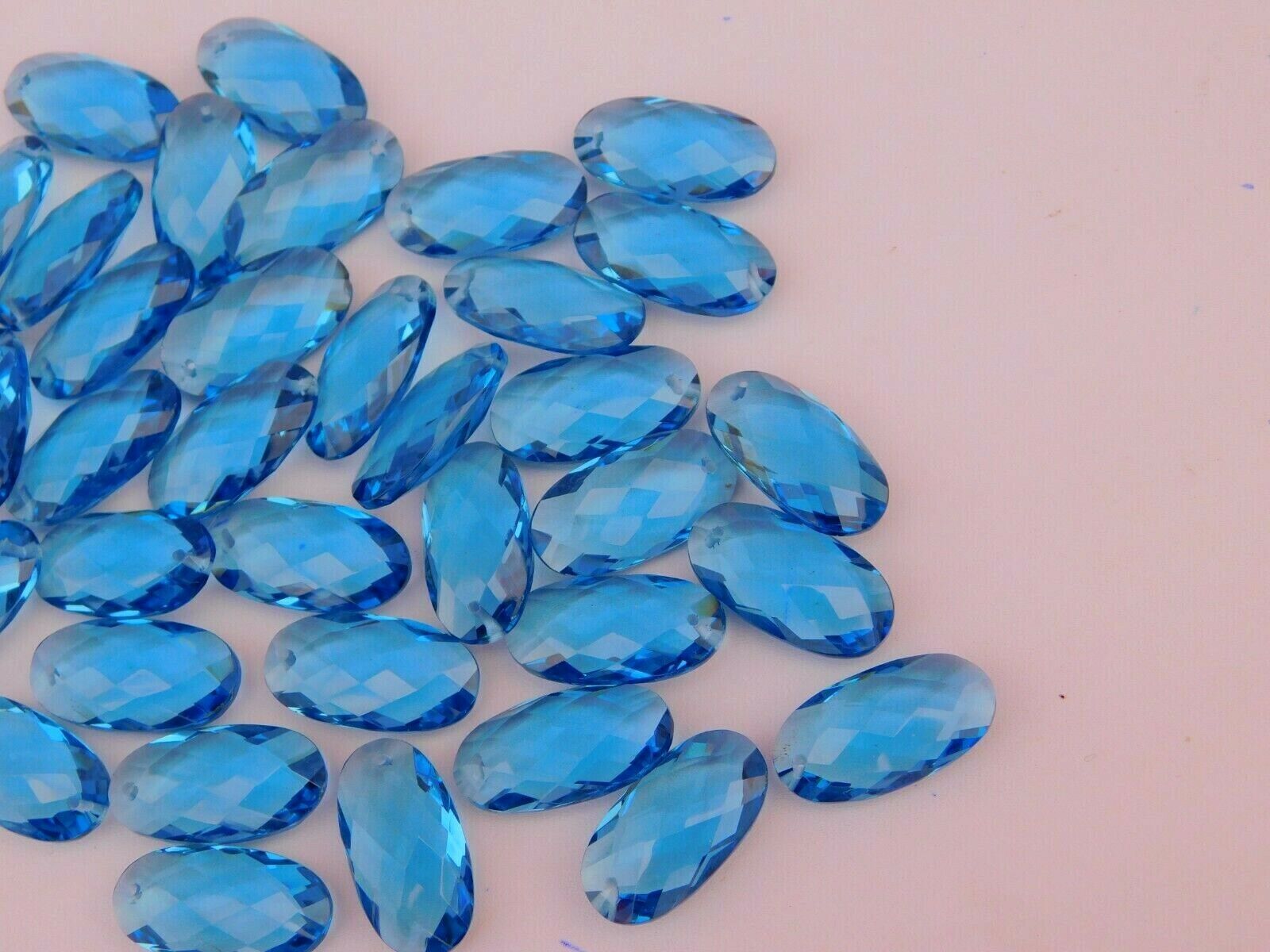 Pair Of Hydro Neon Blue Top Front To Back Drilled Oval Briolette Beads ...