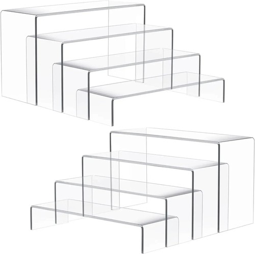 2 Set Large Acrylic Risers, 8 Pcs Rectangular Clear Display | eBay