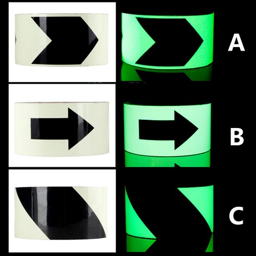 Luminous PVC Sticker Direction Arrows Exit Stair Sign Tape Glow In The ...