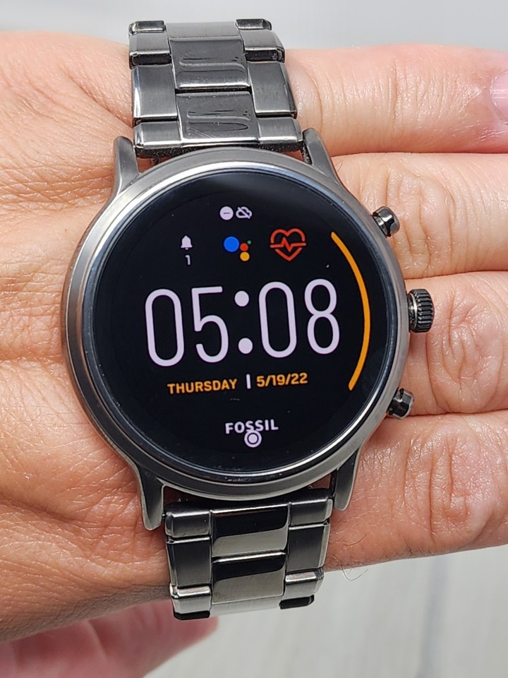 Fossil Smart Watch Mens Carlyle HR 0163 DW10F1 Stainless 44 mm Gen 5 ...