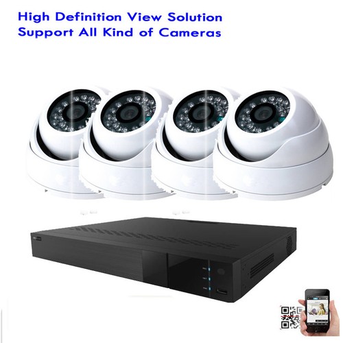 4Ch all-in-1 DVR System 1800TVL Sony CMOS Dome Surveillance Security ...