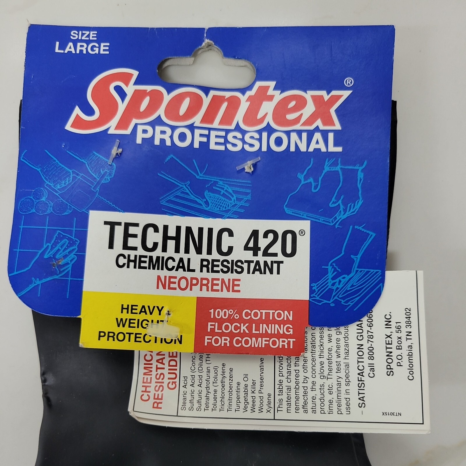 Spontex Technic 420 Pro Chemical Resistant Neoprene Gloves Large Black ...